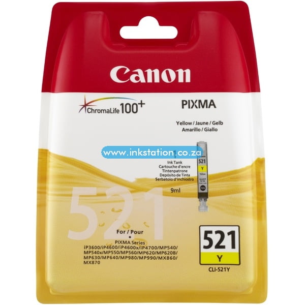 Original Canon 521 Yellow Ink Cartridge (CLI-521 Y) - Ink Station