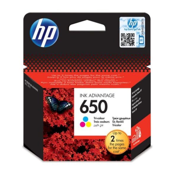 Original HP 650 Tri-Colour Ink Advantage Cartridge (CZ102AE) - Ink Station